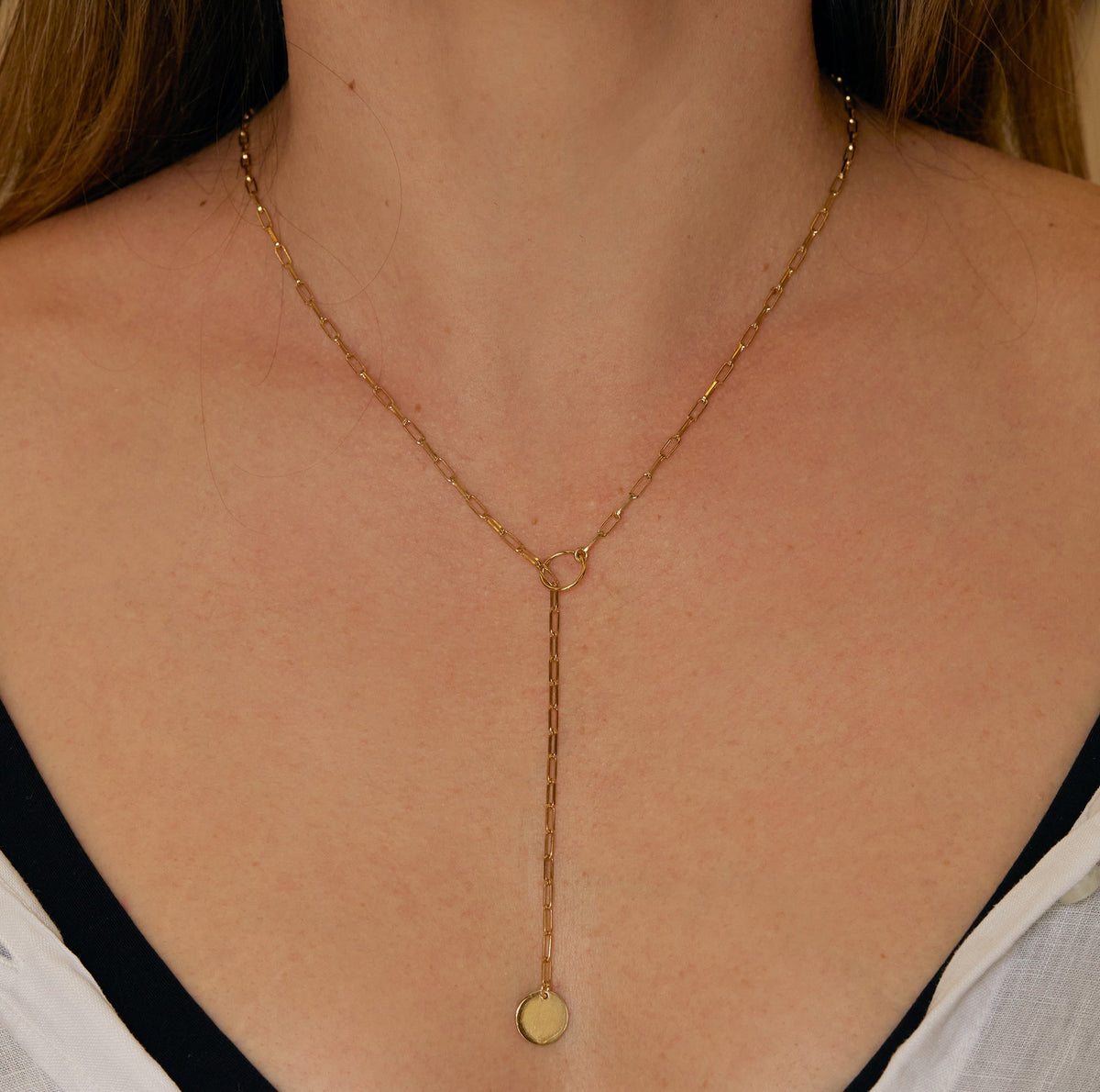 sun & moon paperclip lariat necklace | famke