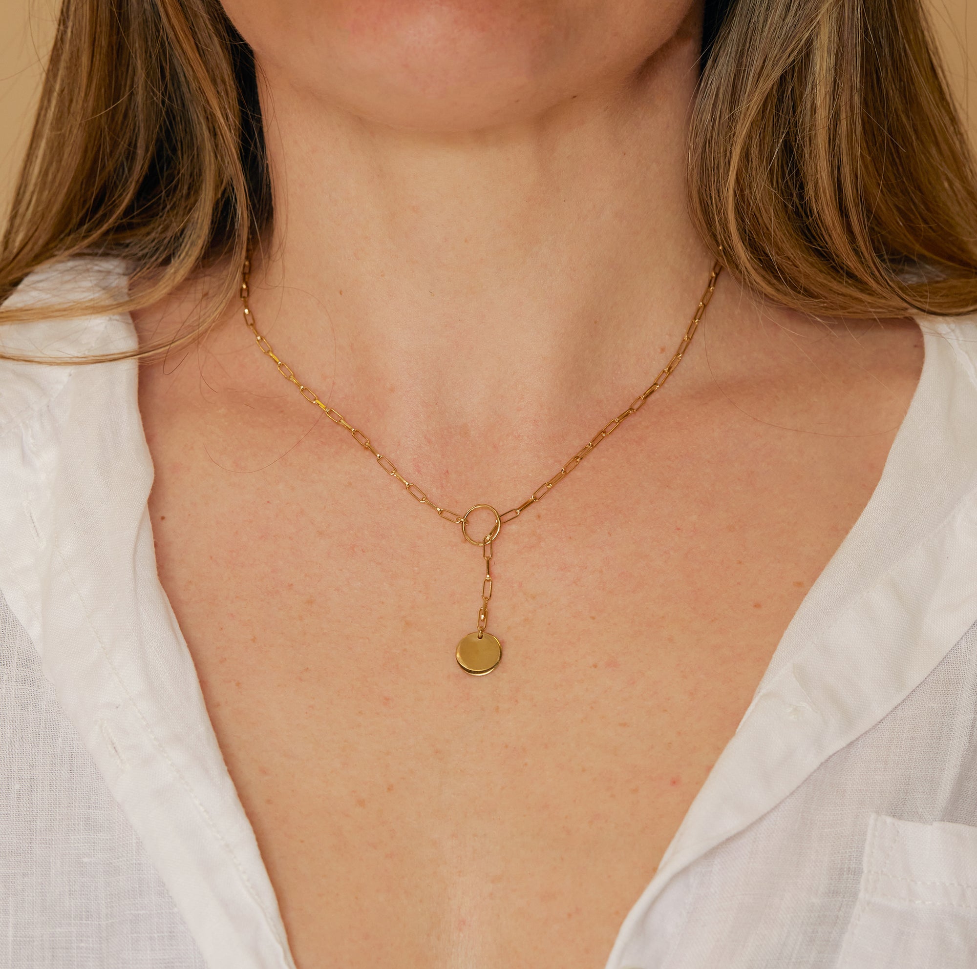 Sun & Moon Paperclip Lariat Necklace