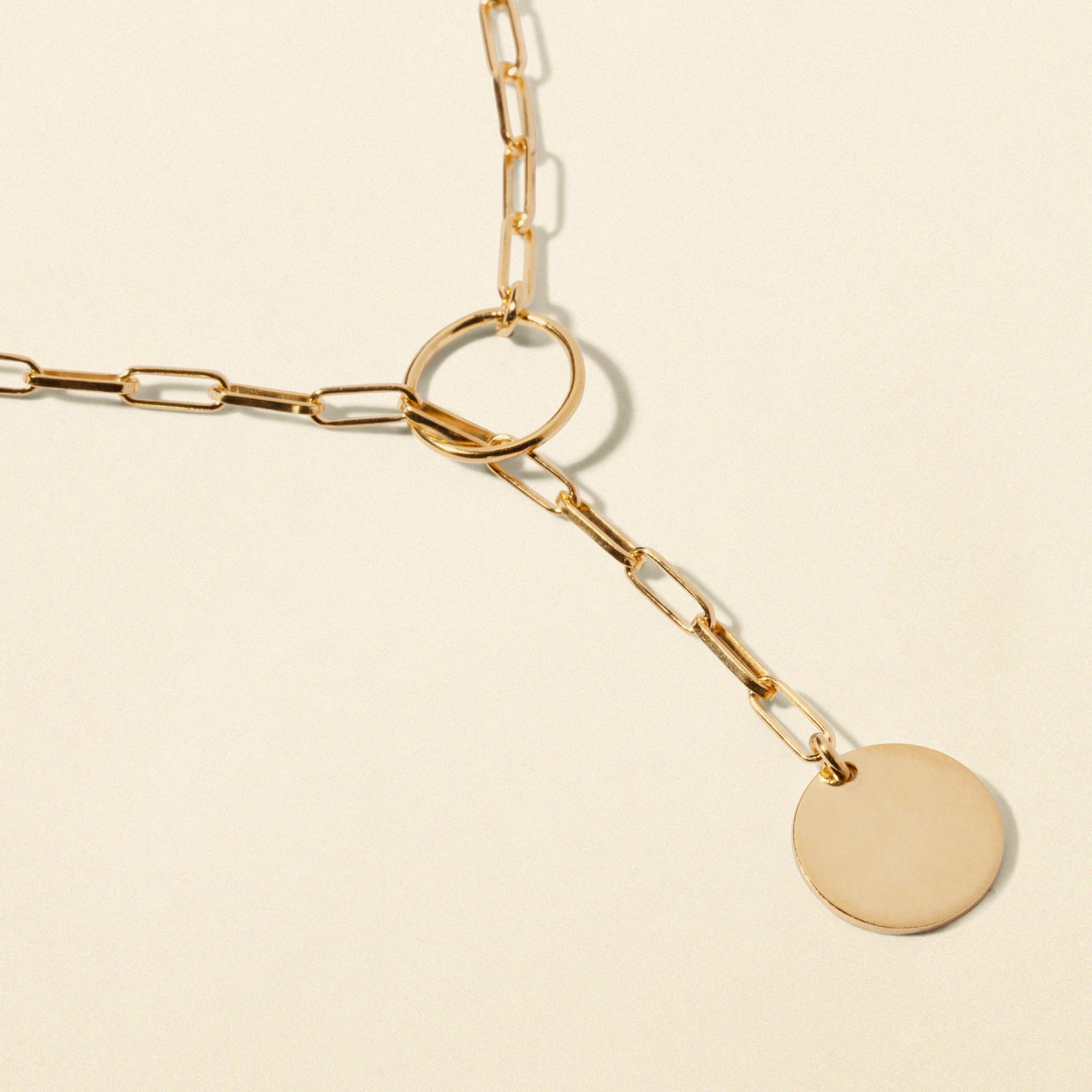 Sun & Moon Paperclip Lariat Necklace