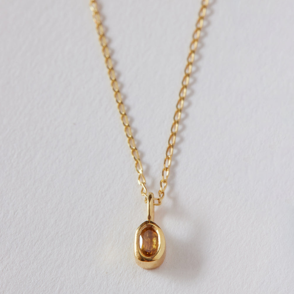 Organic Oval Birthstone Charm Necklace
